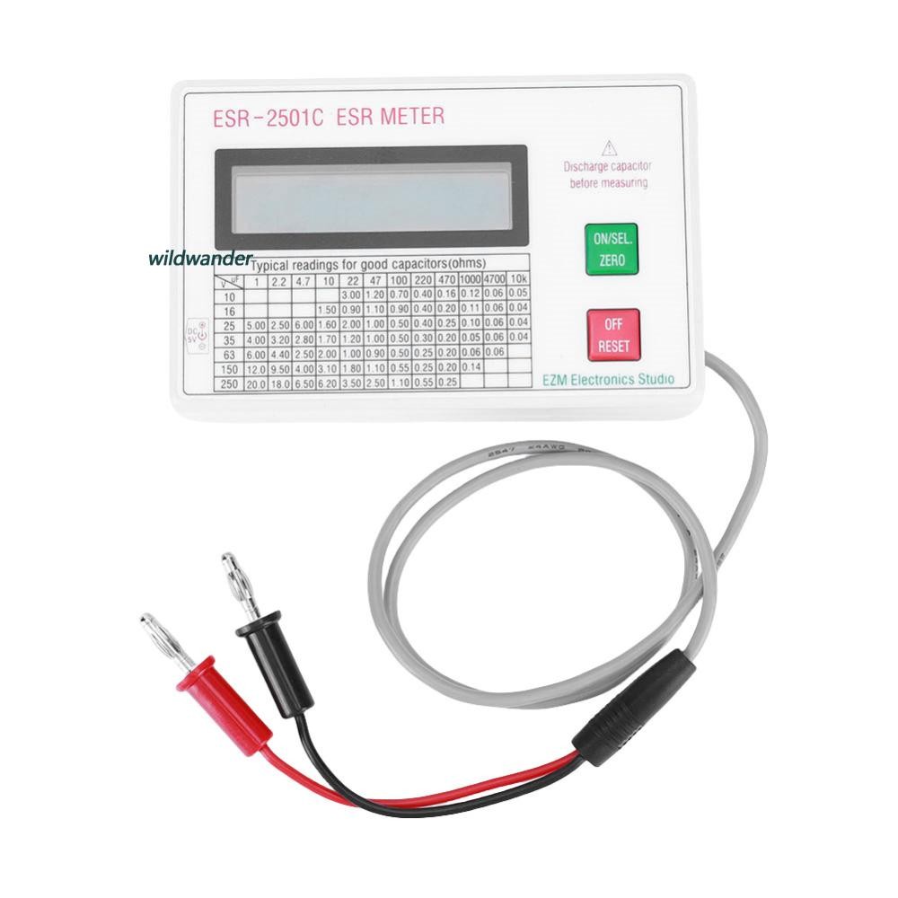 ESR DCR Tester LCD Display ESR Meter With Test Leads Clip Battery Smart ...