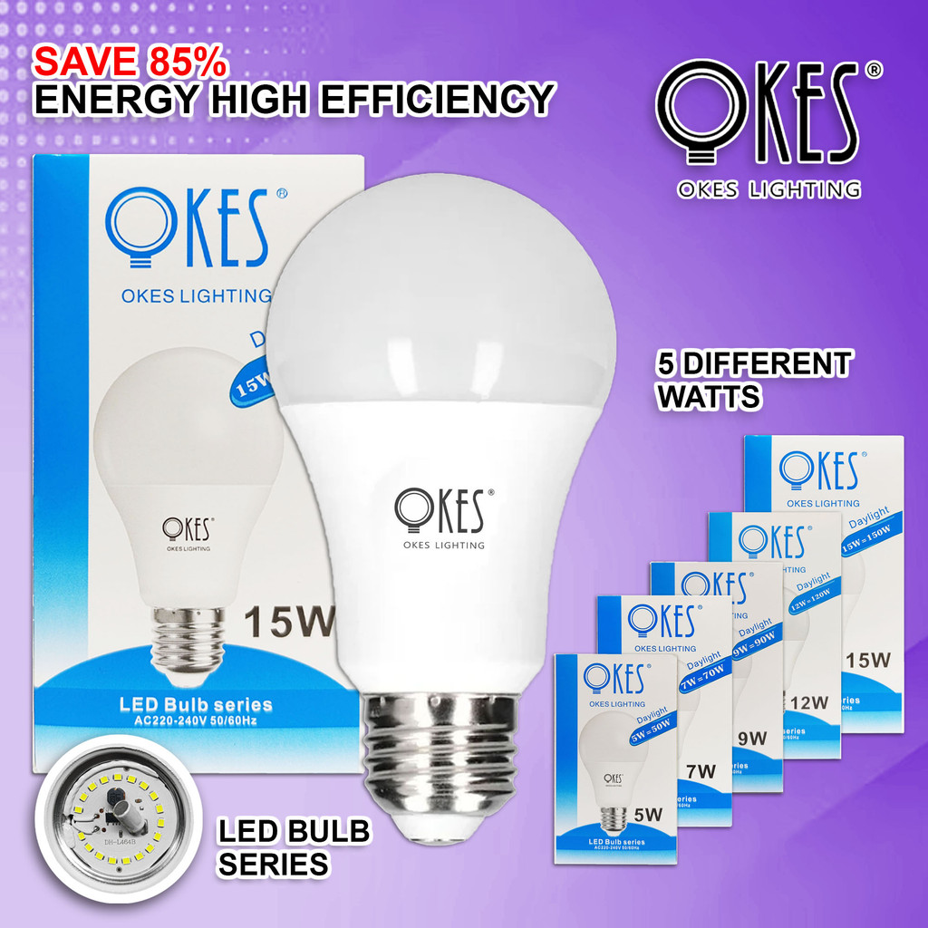 OKES A Series LED Light Bulb E27 Base Ceiling Bulb Bright White Light ...