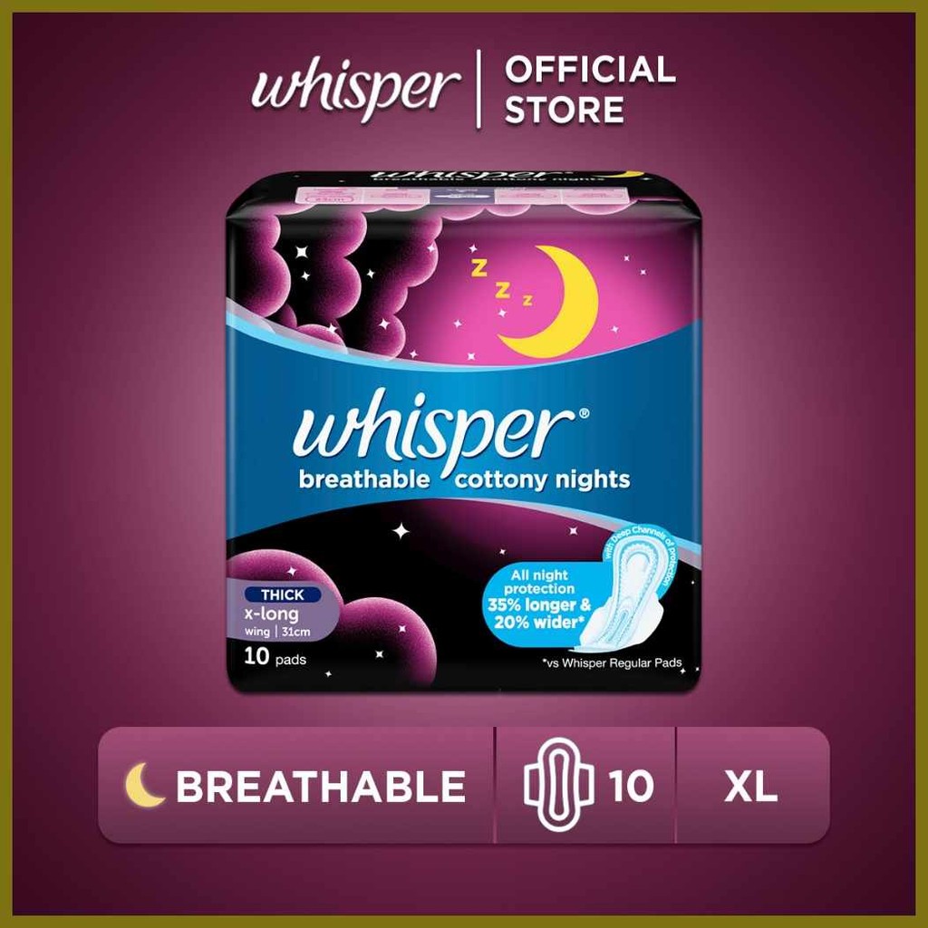 Whisper[I>Breathable?ud%Cotton:p_Overnight:G_X-Long:Z_Sanitary:L_Pads:x ...