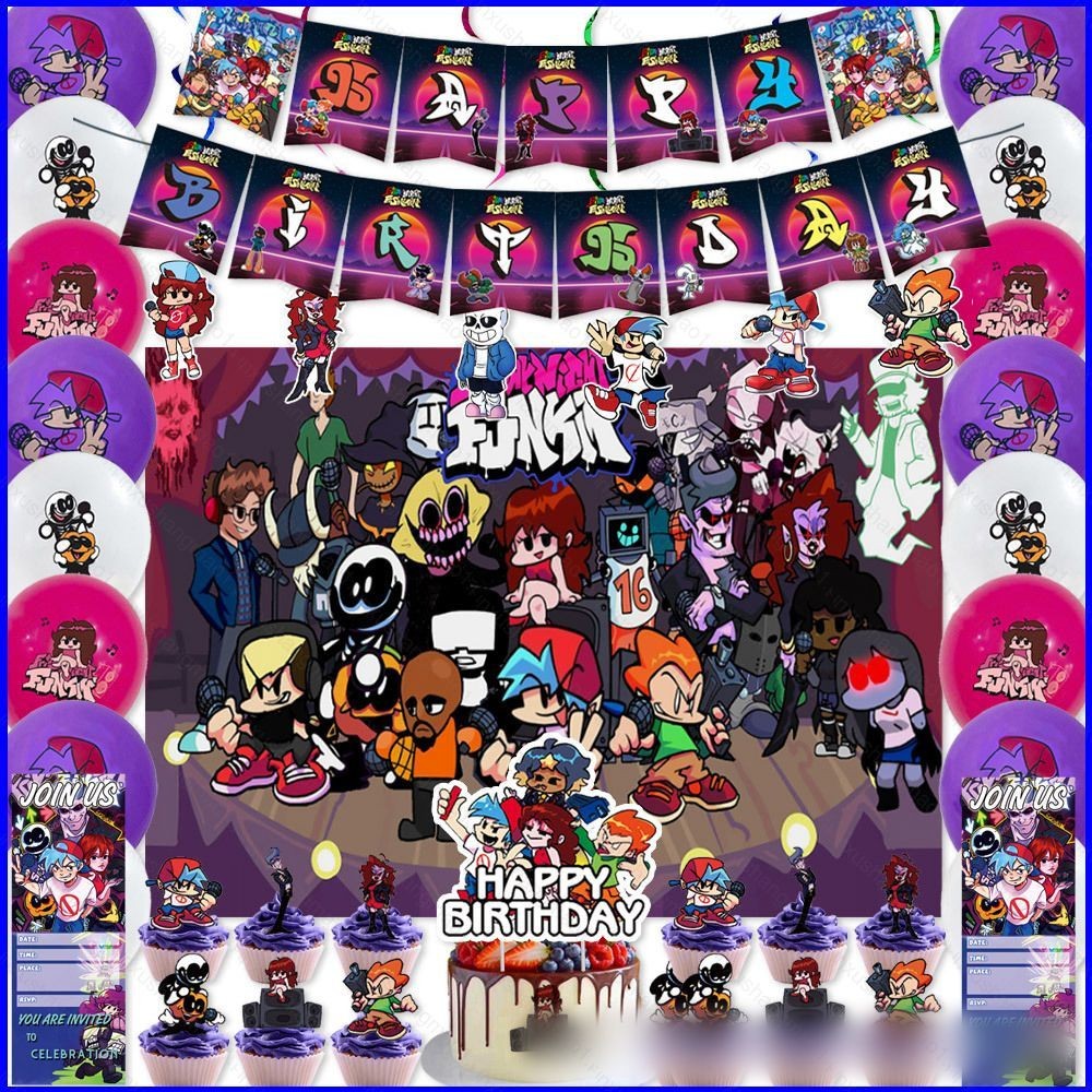 Friday Night Funkin Theme kids birthday party decorations banner cake ...