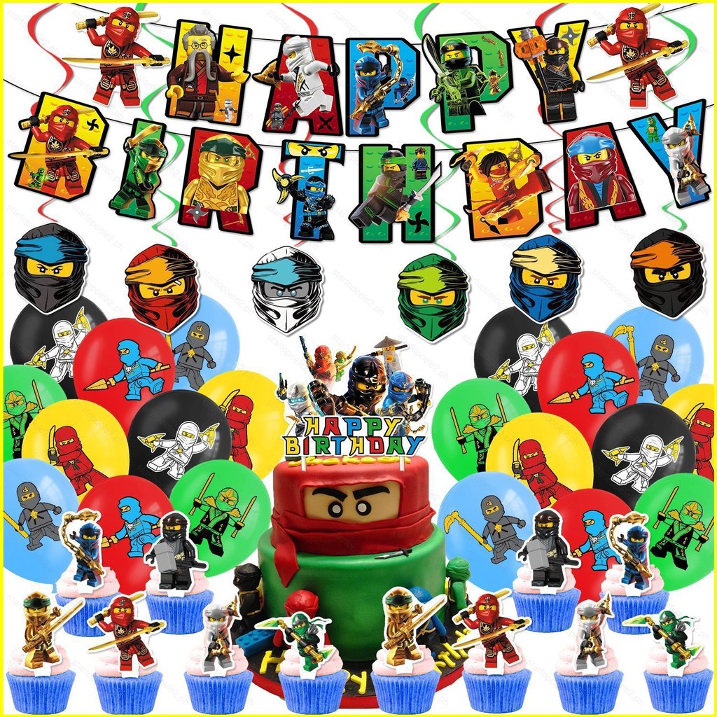 ST2 LEGO Ninjago theme kids birthday party decorations banner cake ...