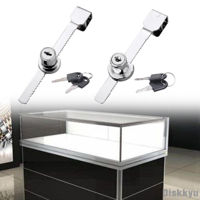 [Diskkyu] Glass Cabinet Door Lock 2 Spare Keys Long Tongue Simple Glass ...