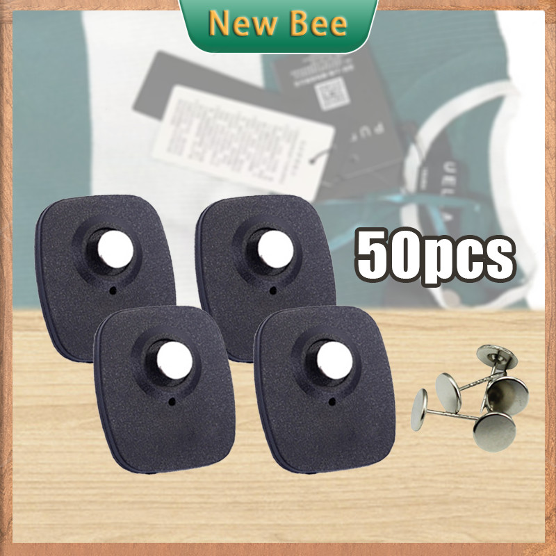 50Pcs Alarm Tags 82MHz Black Square Buckle Anti-theft Label Supermarket ...