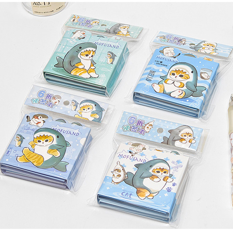 1/4Pcs Mofusand Shark Cat Sticky Notes Planner Stickers Cartoon Message ...