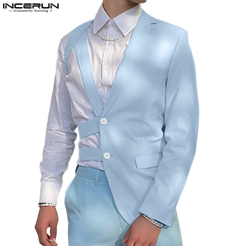 INCERUN Men's Deconstructed Hollow One Shoulder Casual Suit | Shopee ...