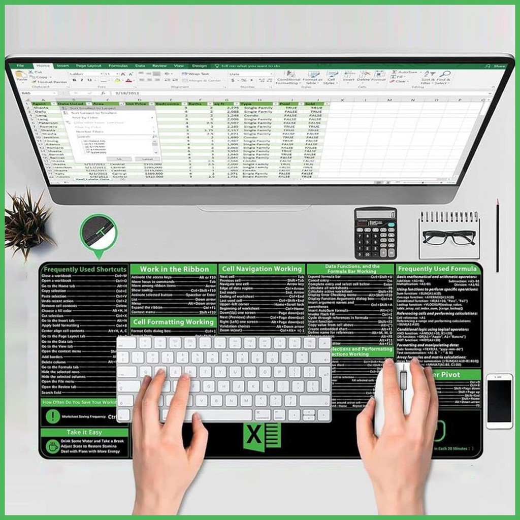 Shortcuts Keyboard Pad Desk Office Large Size Mat With Shortcuts Key ...