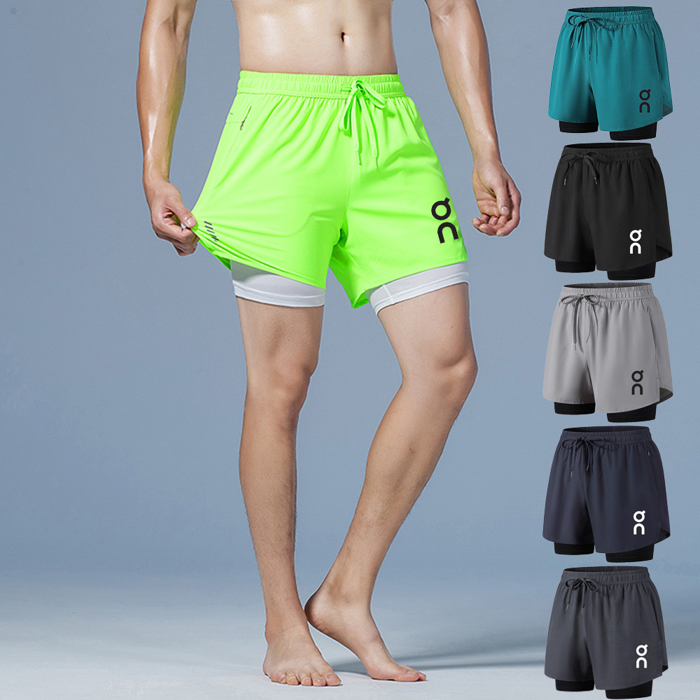 Men's Marathon Track and Field Fast Dry Lining Running Fake Two Pieces ...