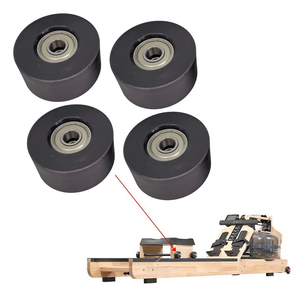 Pack of 4 Black Nylon Steel Wheels for Water Resistance Rowing Machines ...