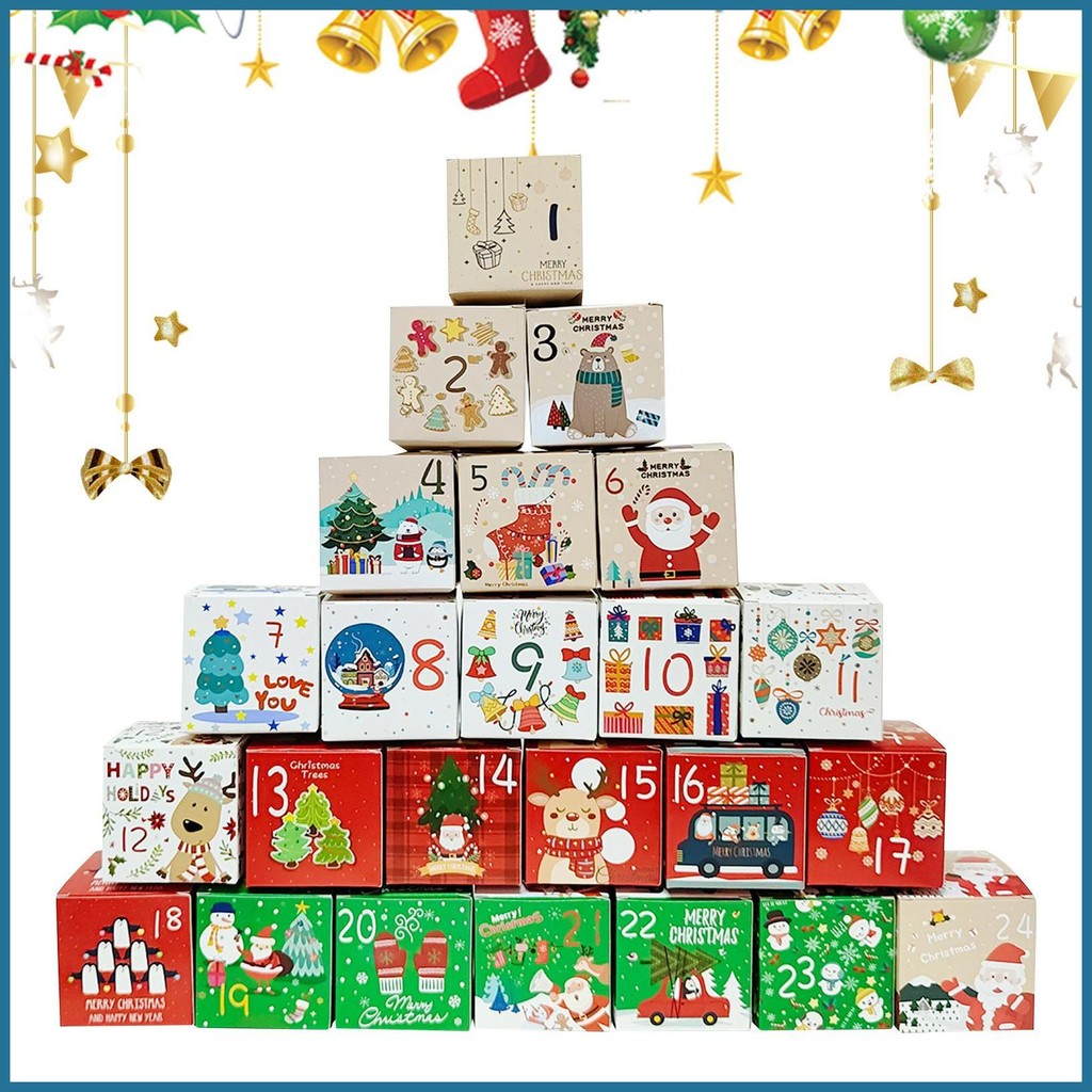 Advent Calendar Box 2024 Christmas 24 Day Countdown Calender Boxes 24x ...