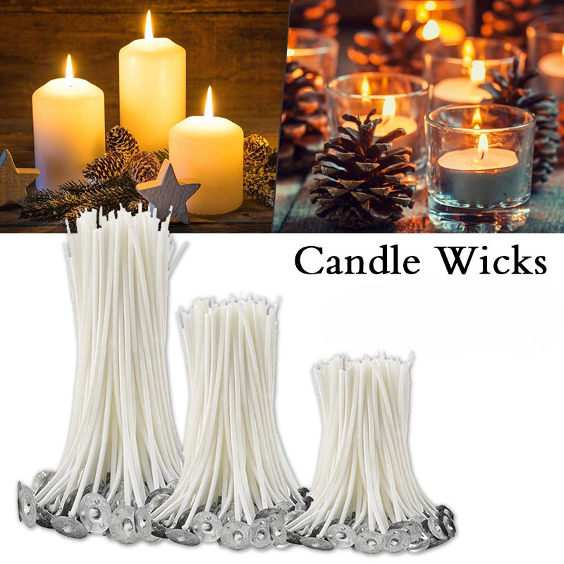 50Pcs Waxed Cotton Candle Wicks Set Smokeless Candle Wicks Oil Wax Core ...