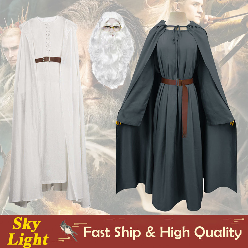 The Lord of the Rings Wizard Gandalf Cosplay Costume Hobbit White Green ...