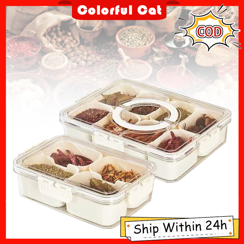 Clear Lid Food Spice Sealed Box Kitchen Seasoning Storage Box Seasoning ...