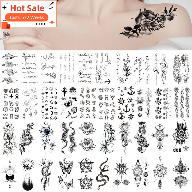 Waterproof Fake Tattoo Stickers Black Minimalist mini Hand Back ...