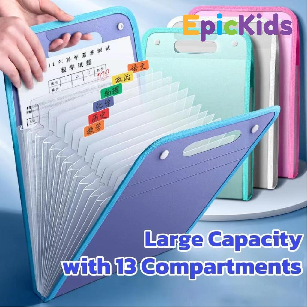 13 Pocket File Organizer Expanding File Folder Waterproof Document ...