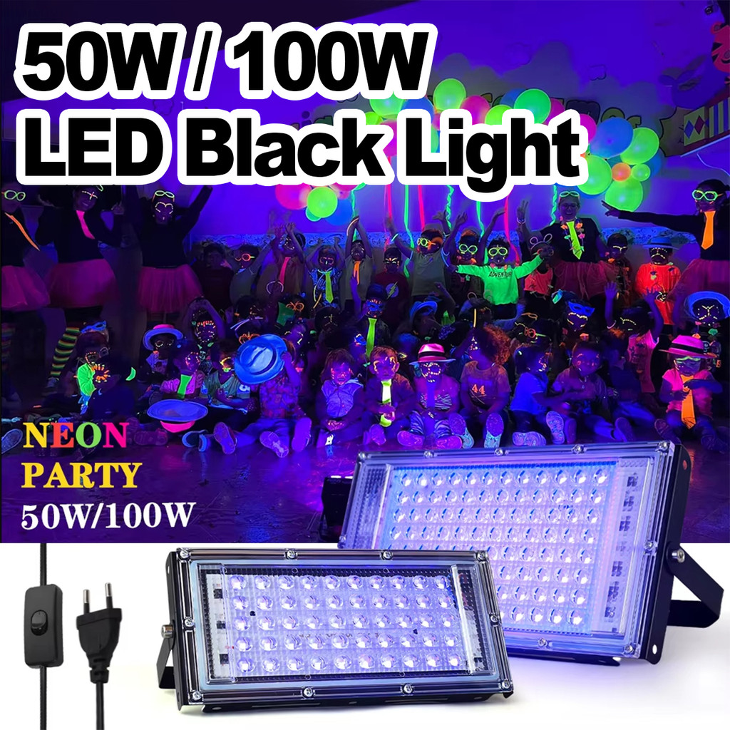 Led UV Floodlight 50W 100W 395nm Fluorescent Party Stage Light Purple ...