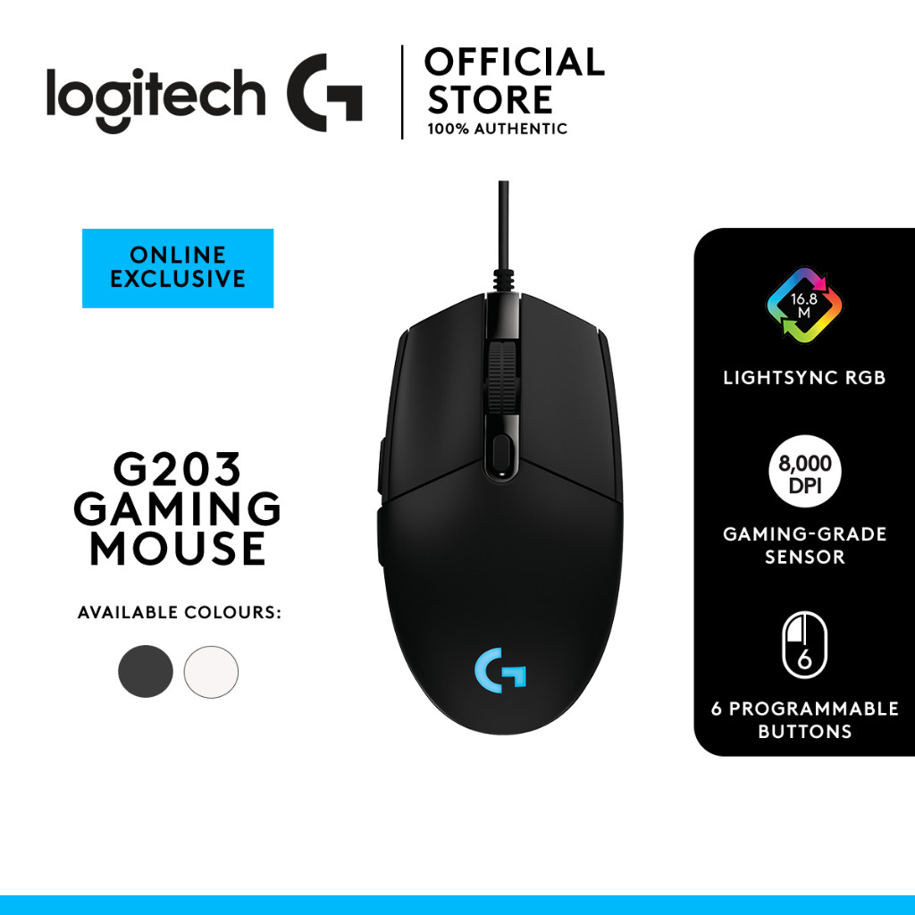 Logitech G203 2nd Gen 8,000 DPI, LIGHTSYNC RGB Wired Gaming Mouse ...