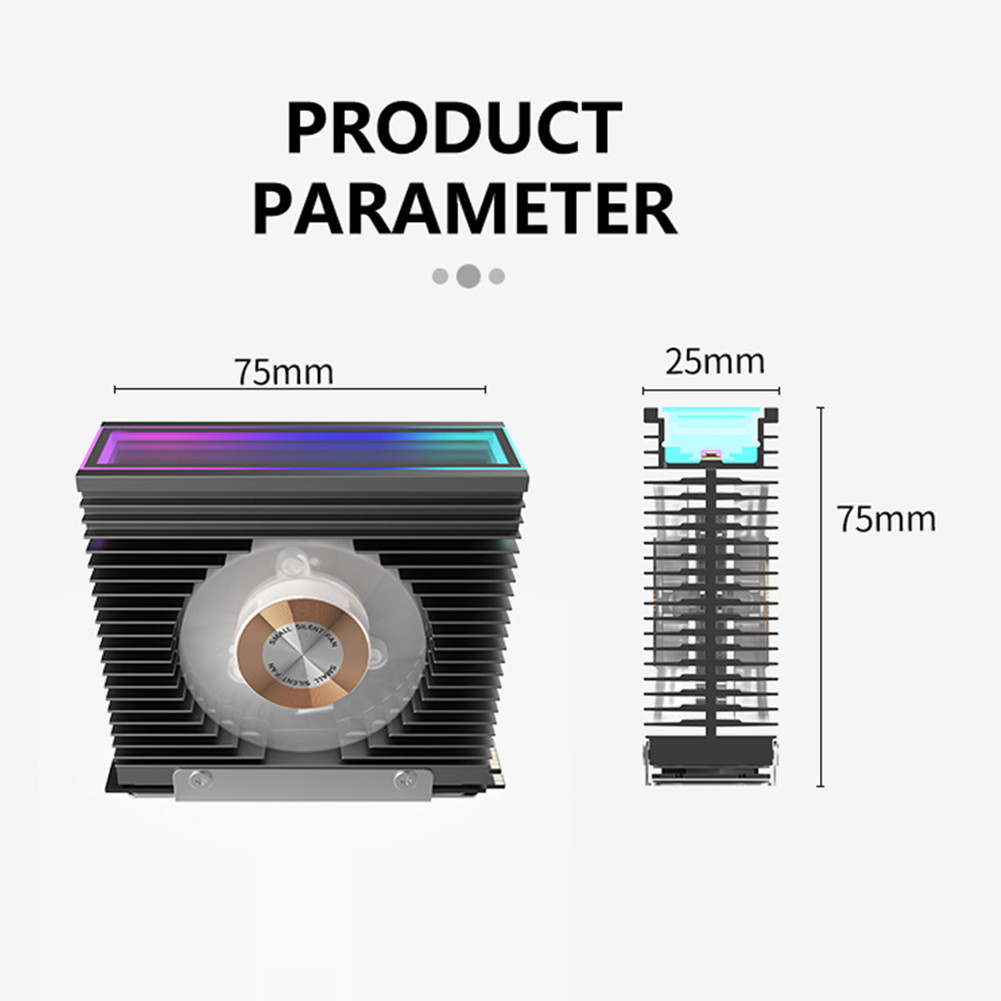 5V 3Pin ARGB M.2 2280 SSD Heatsink with Dual 50MM PWM Cooling Fan ...