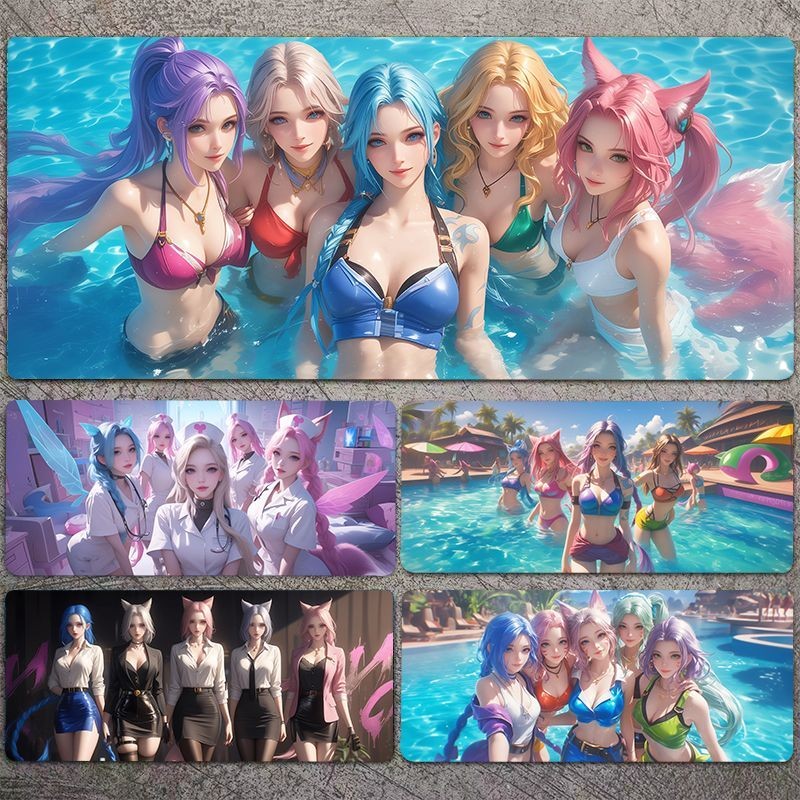 Kda Girl Group Mouse Pad Super League of Legends LOL Dormitory Computer ...