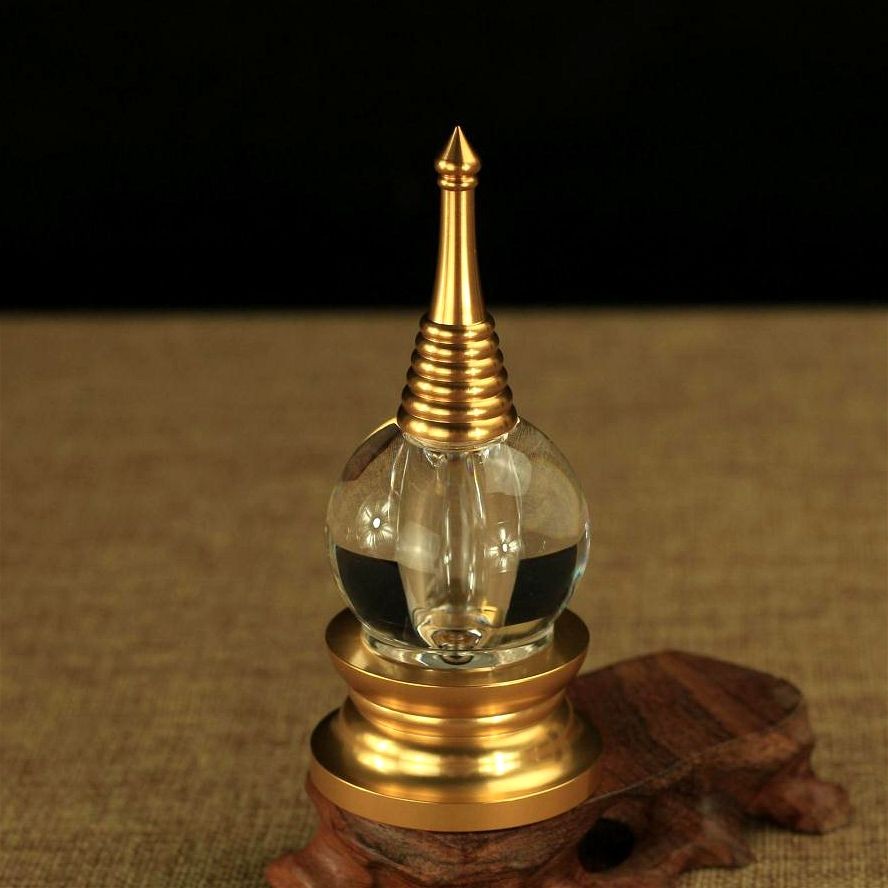 Tibetan Pure Copper Alloy Crystal Buddhist Pagoda Relic Pagoda Nectar ...