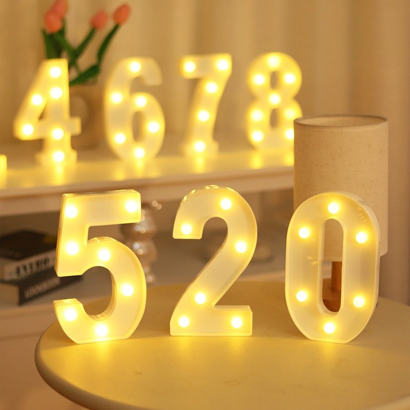 0-9 LED Number Light Battery Powered Birthday Luminous Digital Light ...