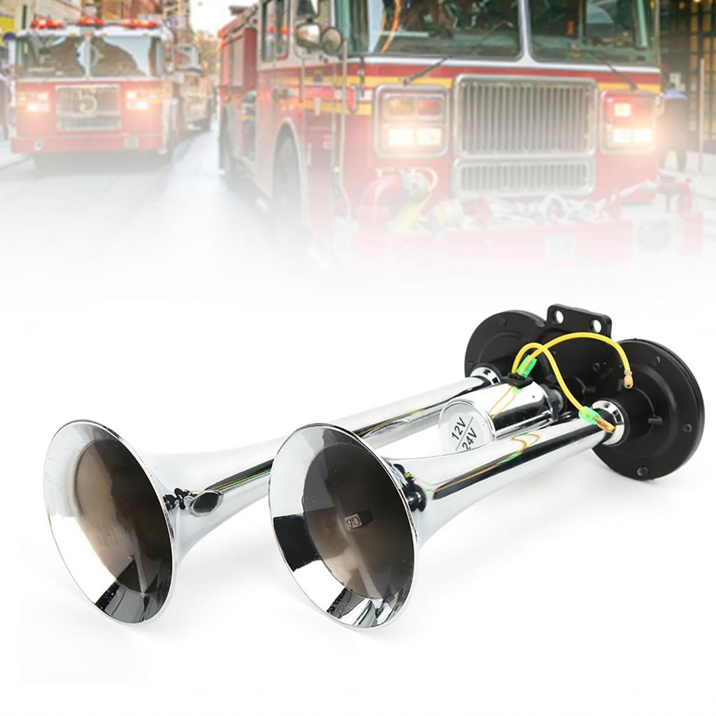 Soyoung 130dB 12V/24V Horn Universal Car Pneumatic Dual Trumpet Auto ...