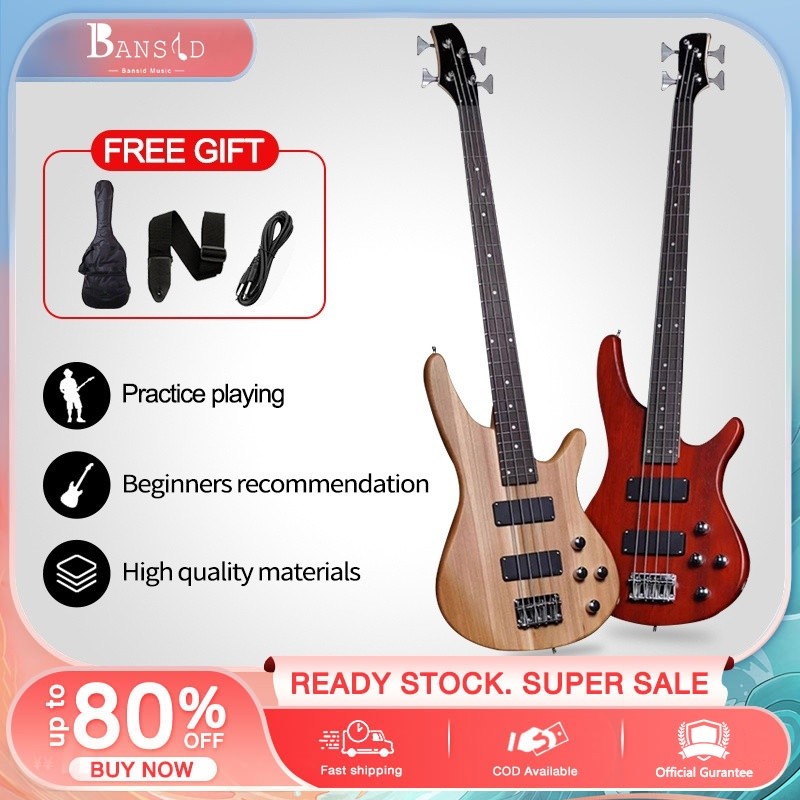 Bansid Music Bass Guitar Full Size 4 String Bass Wood Guitar Electric ...