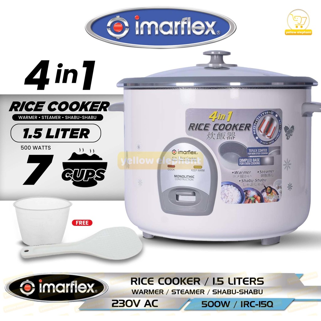 Imarflex Rice Cooker 1.5L 4-in-1 Teflex Crystalline Non-Stick Coating IRC-15Q | Shopee Philippines