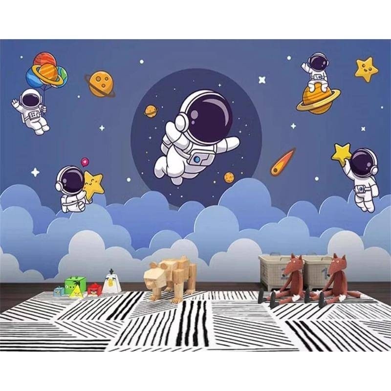 Custom 3d Wallpaper for Kids Room Mural Nordic Astronaut Spacecraft ...