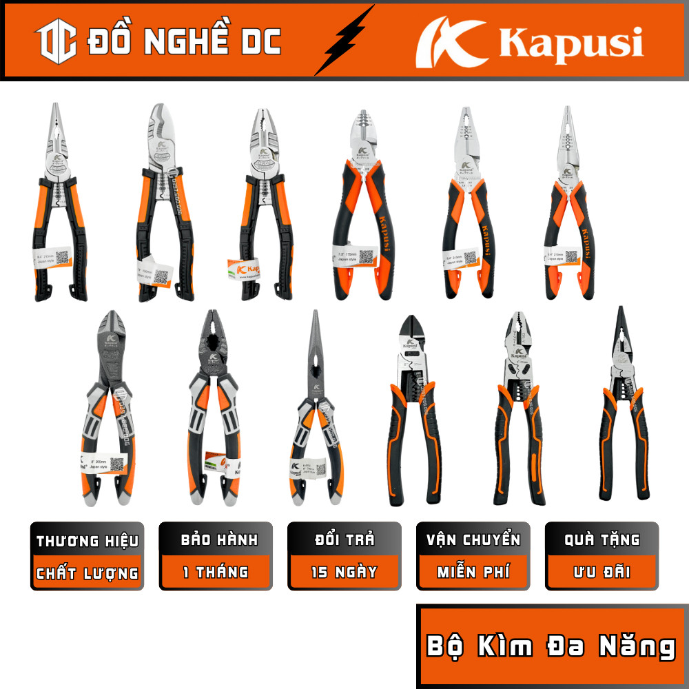 Kapusi Japanese Electric - Cutting - Pointed Multi-Purpose Pliers Set, super hard CR-V steel ...