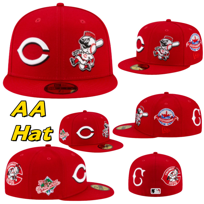 MLB Cincinnati Reds Baseball Team Red Patch Pride Fitted Hat Fully ...