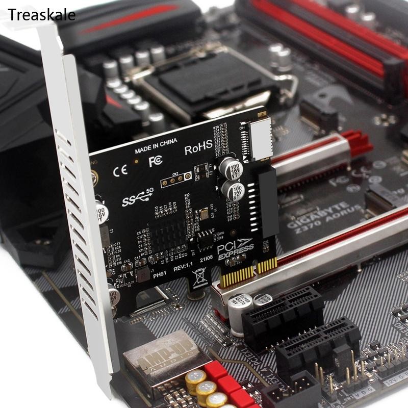 TREA PCI-E to USB3 Type-E Front Panel Type-C 19P Expansion Card for PCI ...