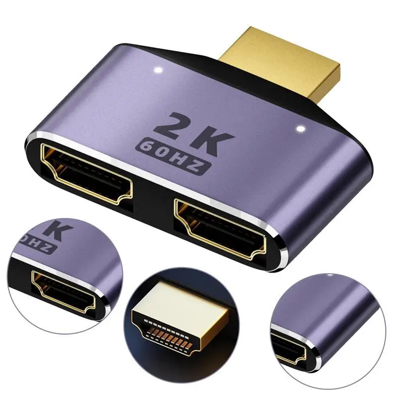 HDMI-Compatible to Dual HDMI Adapter HD 2K Dual Output Splitter Monitor ...