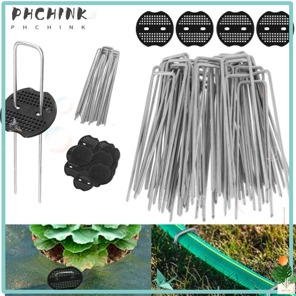 CHINK 10Pcs/Pack U Shaped Metal Pins, Metal Black Garden Pegs, Portable ...