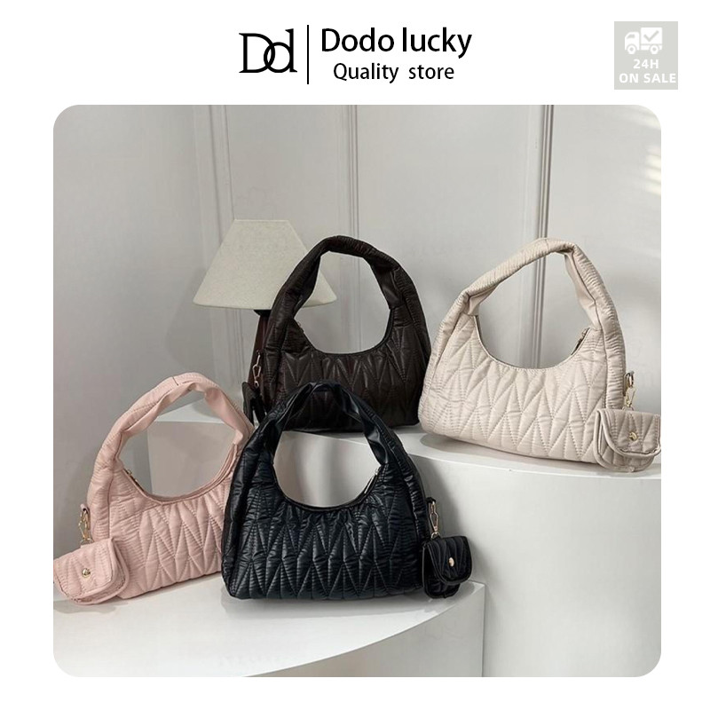 Dodo Tote Bag Pu Leather High capacity Underarm Bag Minimalist Pleated ...