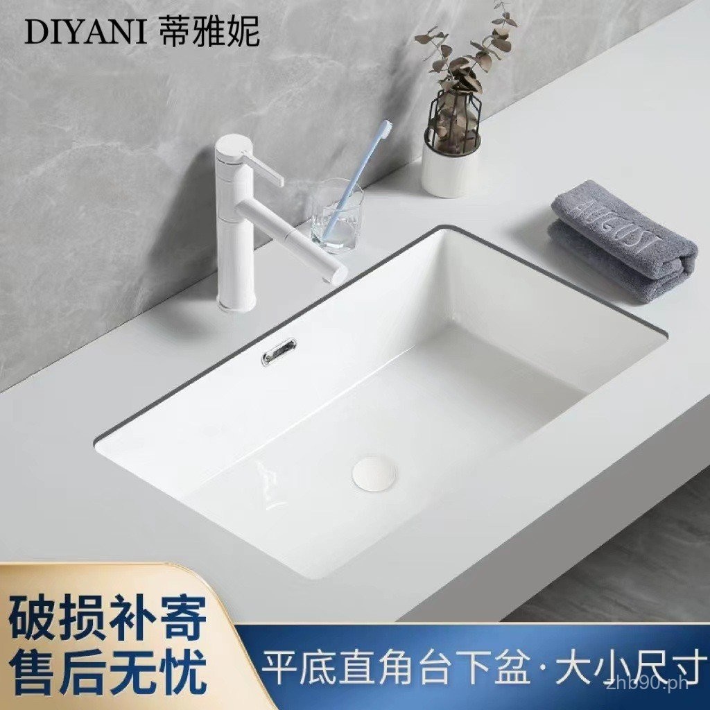 Undermount Basin Flat Square Ceramic Household Embedded Under Stone ...