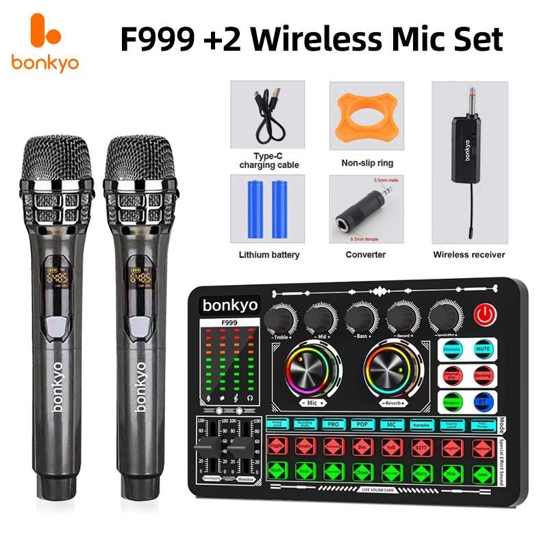 Bonkyo F999 SoundCard+2 Wireless Microphone Live Radio Set Universal ...