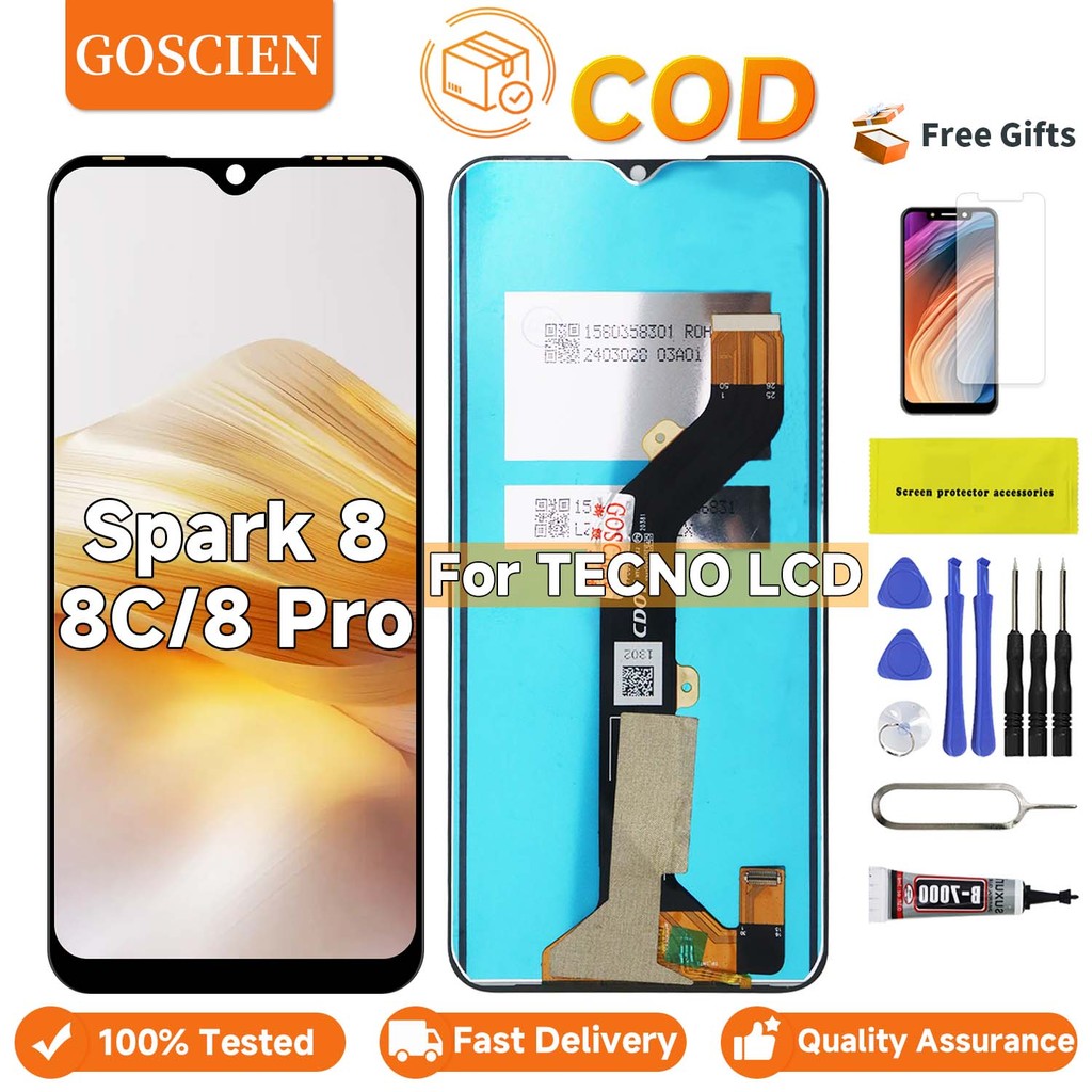 Original LCD For Tecno Spark 8 8C 8 Pro KG6 KG5k KG5j KG8 LCD Display ...