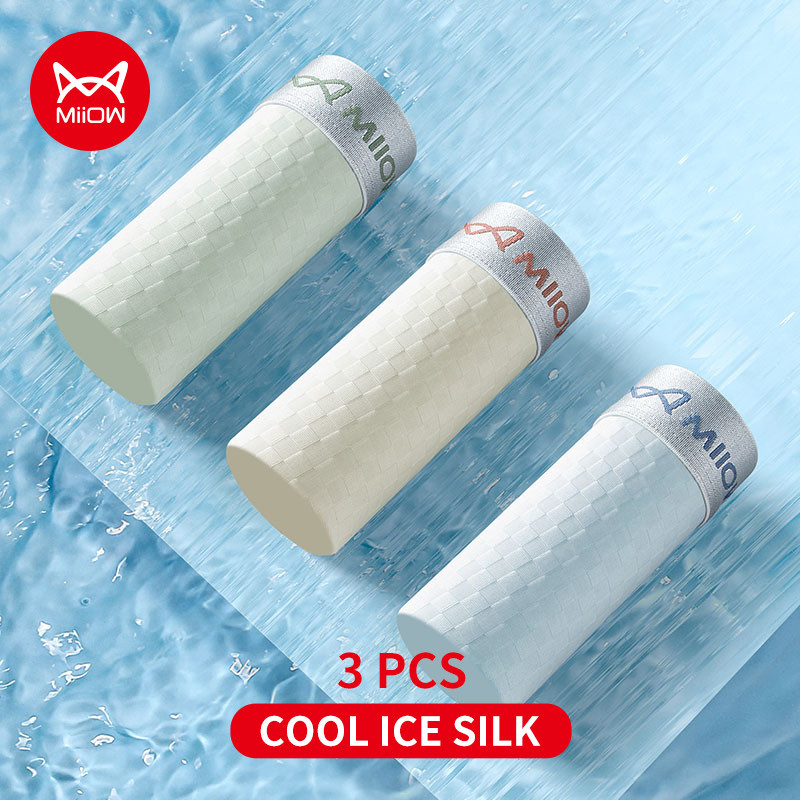 MiiOW 3pcs SoftnessMen Underwear Boxers Comfortable Breathable Men's Panties Antibacterial Mens ...