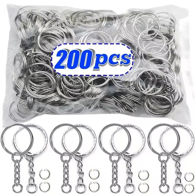 50/100/200Pcs 25mm Split Keychains/DIY Silver Blank Keyrings | Shopee ...