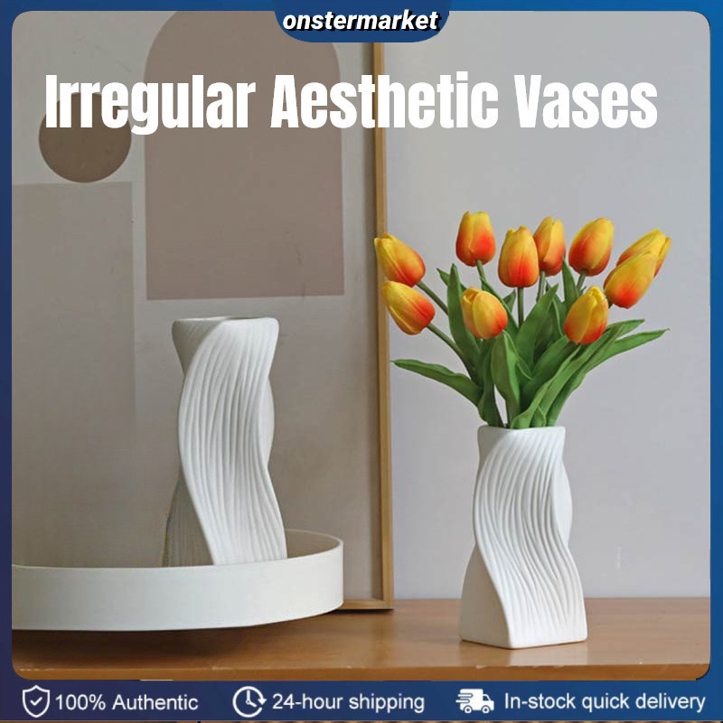 White Nordic Minimalist Dry Flower Vase Irregular Aesthetic Ins Style ...