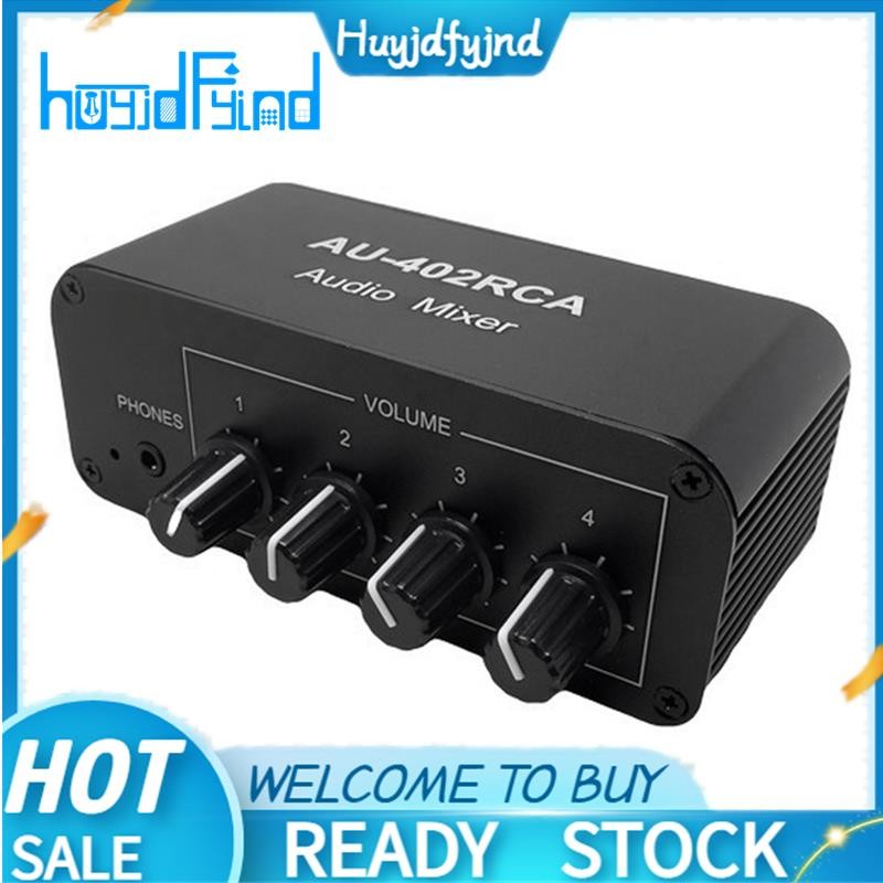AU-402RCA Stereo Audio Mixer Multi-Channel Audio Source Reverberator Volume Control 3.5mm ...