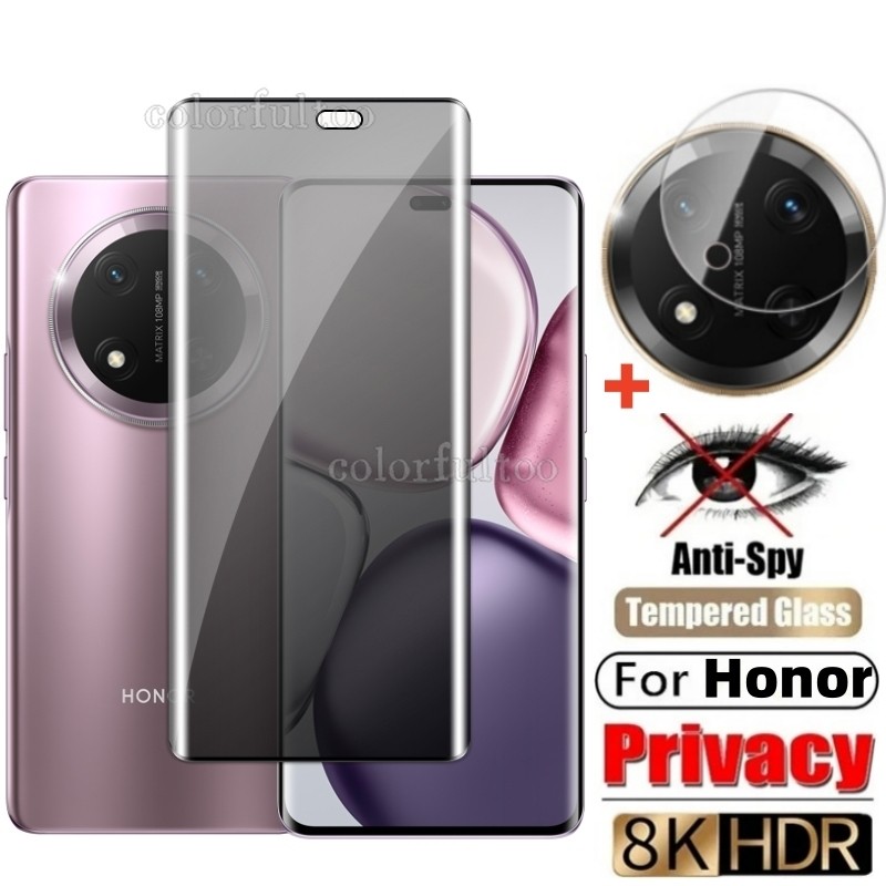 Honor X9c 5G 2024 Private Tempered Glass Anti-Spy Full Cover Screen Protector Anti Peek Privacy ...