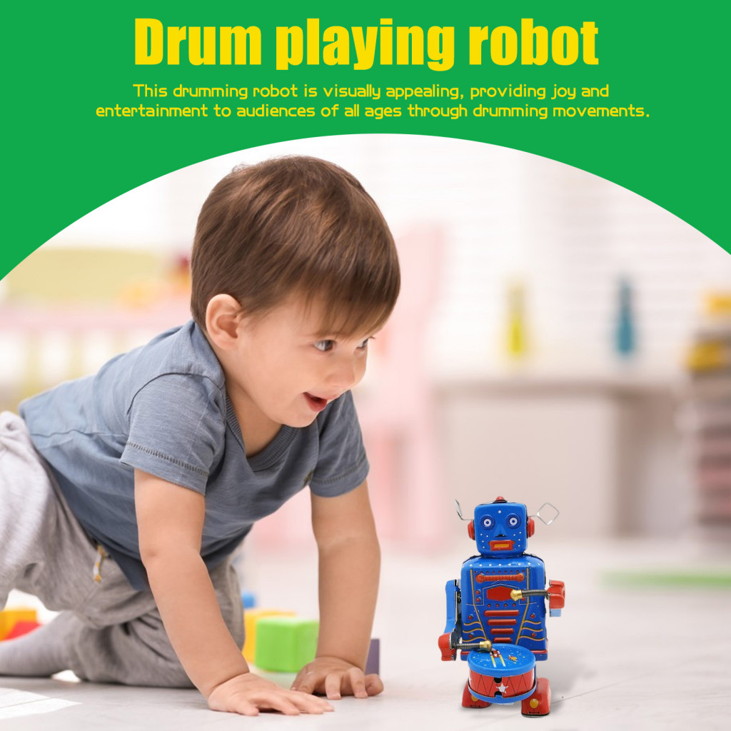 greensea| Drumming Robot Collectible Toy Tinplate Drumming Robot ...