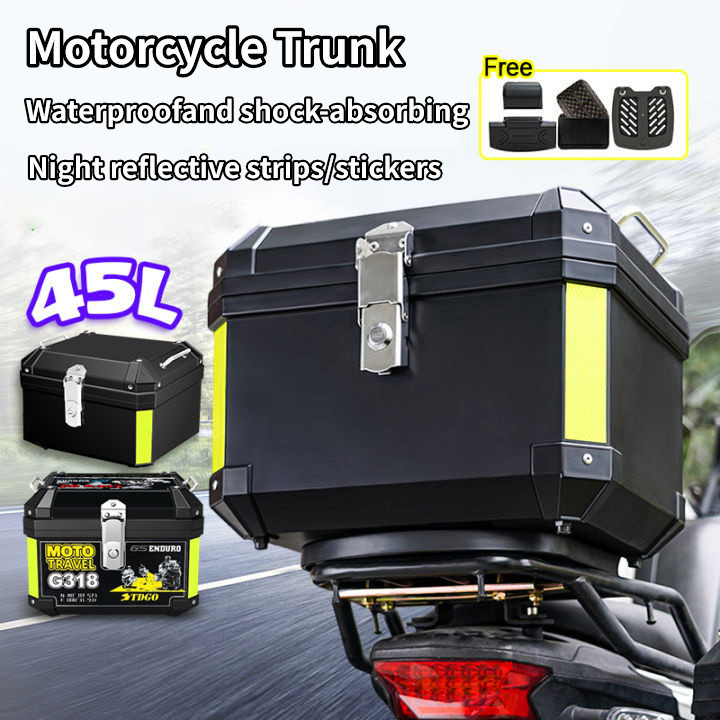 45L Motorcycle Top Box Motorcycle Trunk Luggage storage box Large ...