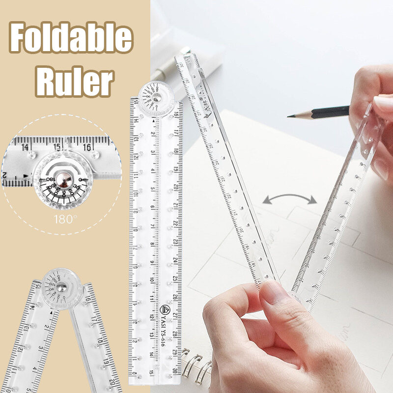 2pcs Acrylic Transparent Folding Ruler Simple Plastic Scale Student ...