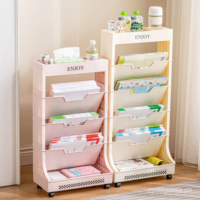 Movable Desk Bookshelf Desk Magazine Storage Multi-Layer Storage Rack ...