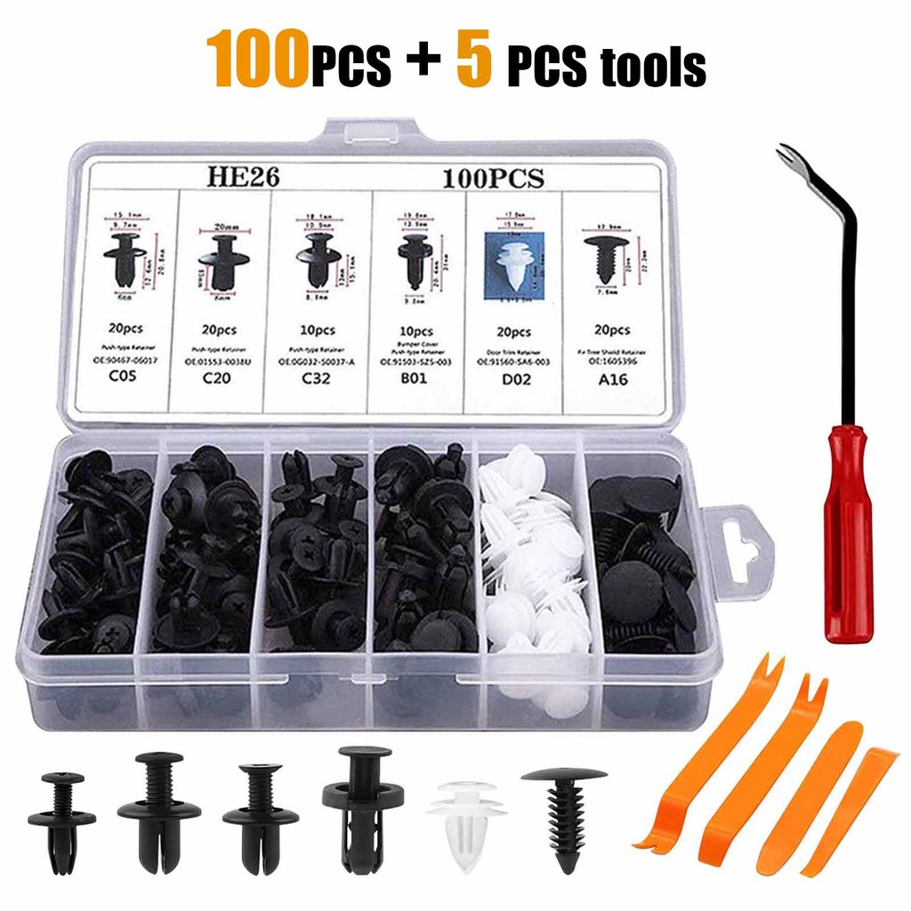 100pcs Auto Fastener Clip Car Body Push Retainer Plastic Clip Push Pin ...