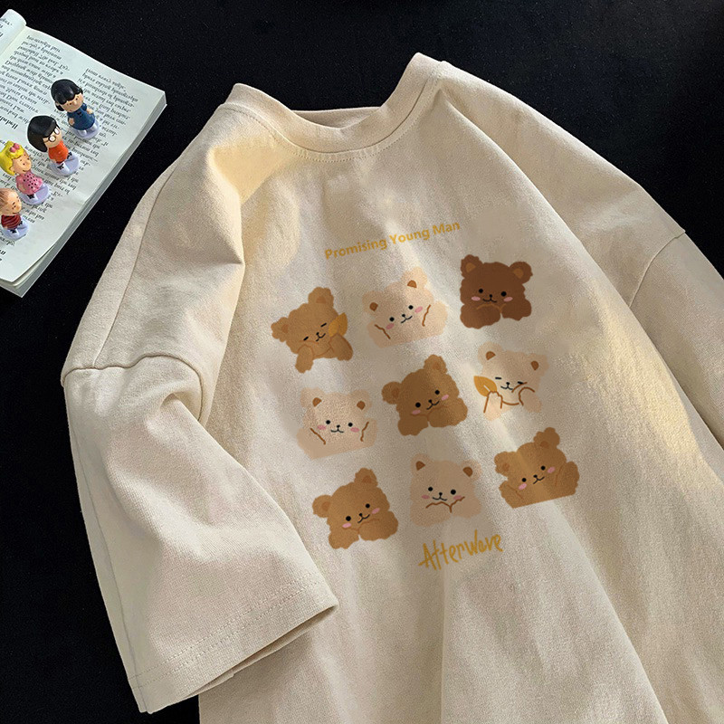 COD (Bangkok Delivery) MAO Shop Cute Bear Print T-Shirt Over Size Cotton Women's S-3XL 56646 ...