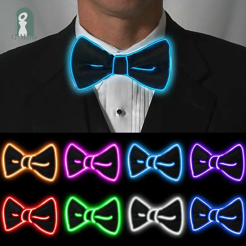 GMARTY Men Glowing Bow Tie EL Wire Neon LED Luminous Party Haloween ...