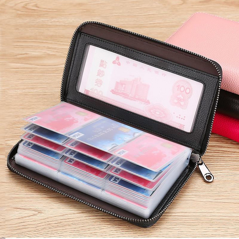 Multifunctional Zipper Large-Capacity Card Holder Men Women Multi-Card ...